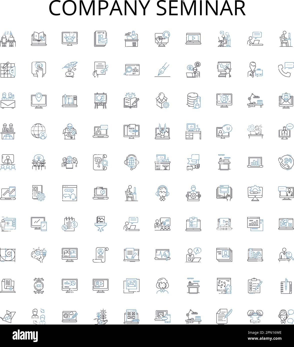 Company seminar outline icons collection. company, seminar, training ...