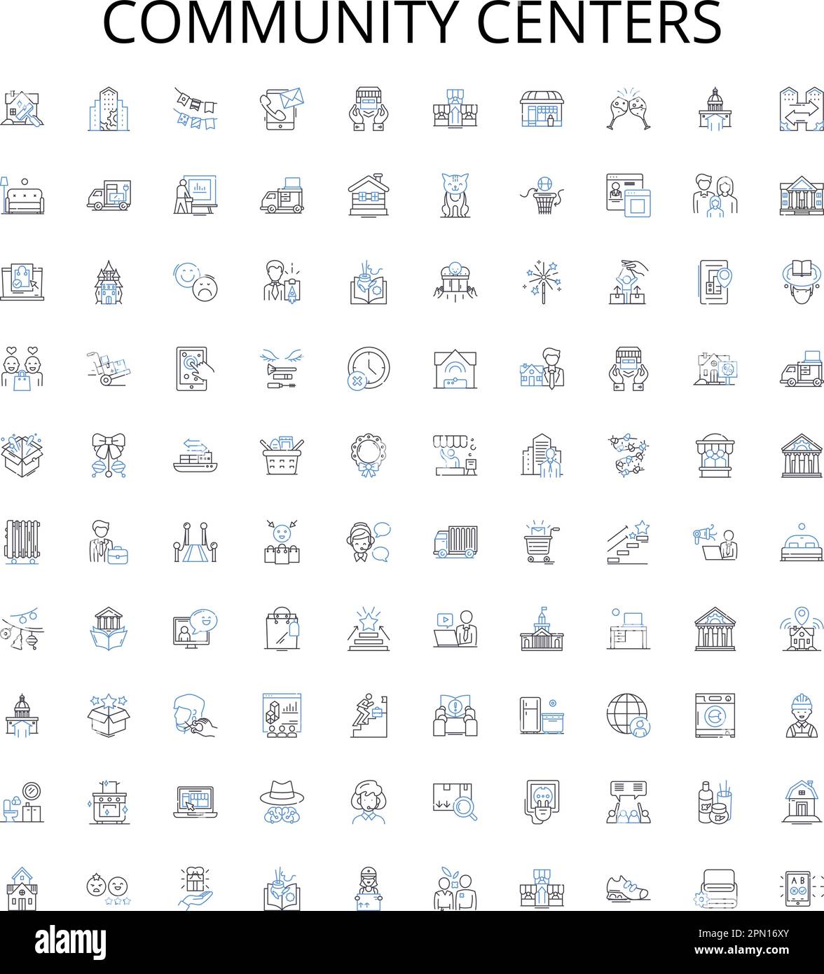 Community centers outline icons collection. Community, Centers ...