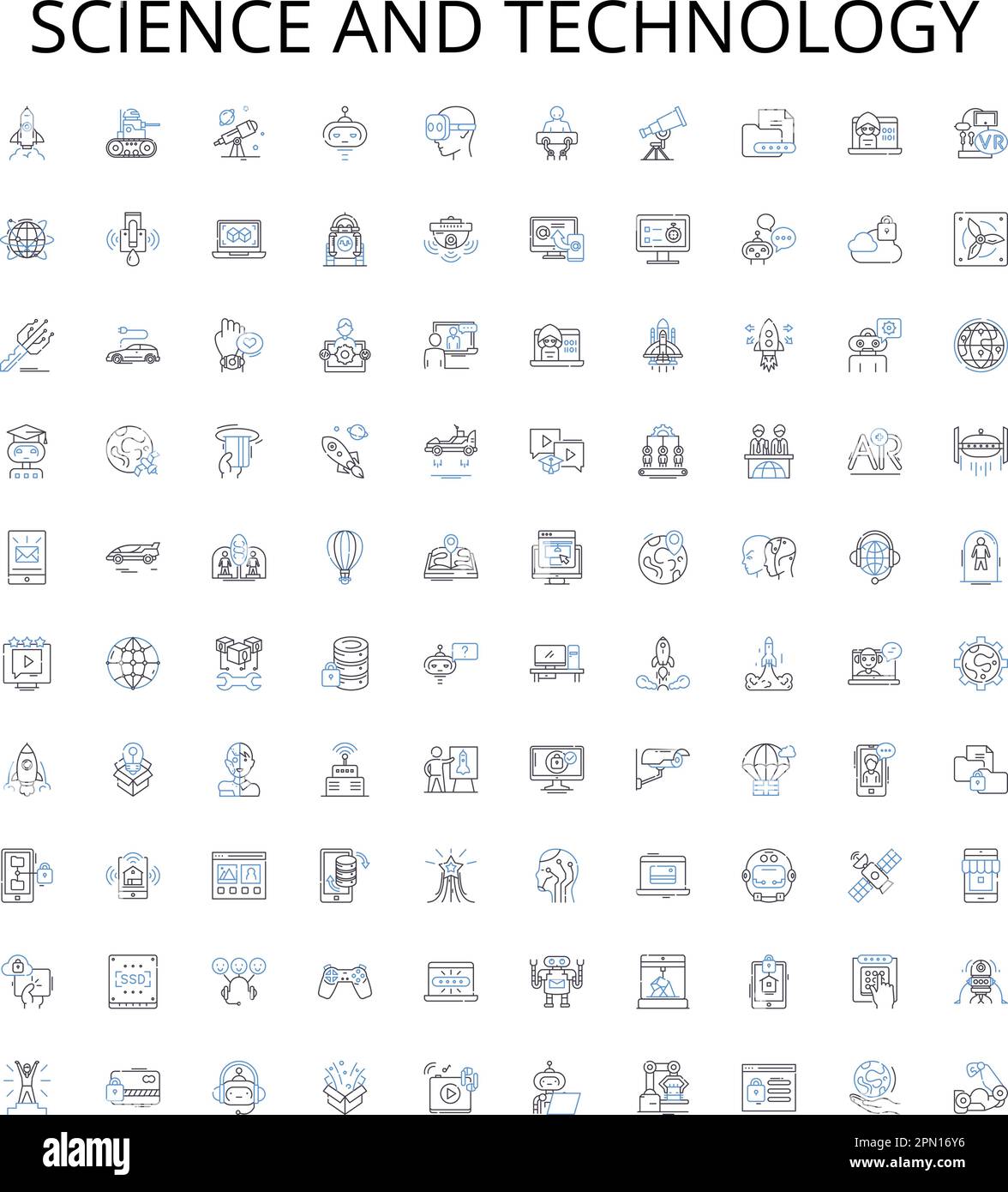 Science and technology outline icons collection. Science, Technology ...