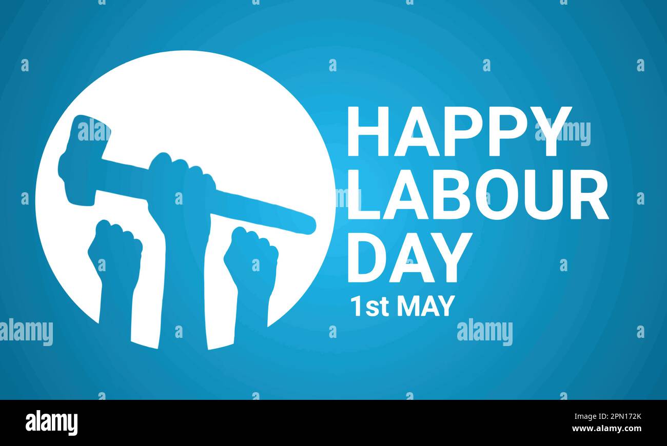 Happy Labour day design over blue background, vector illustration. 1st May. Labour day graphic ...