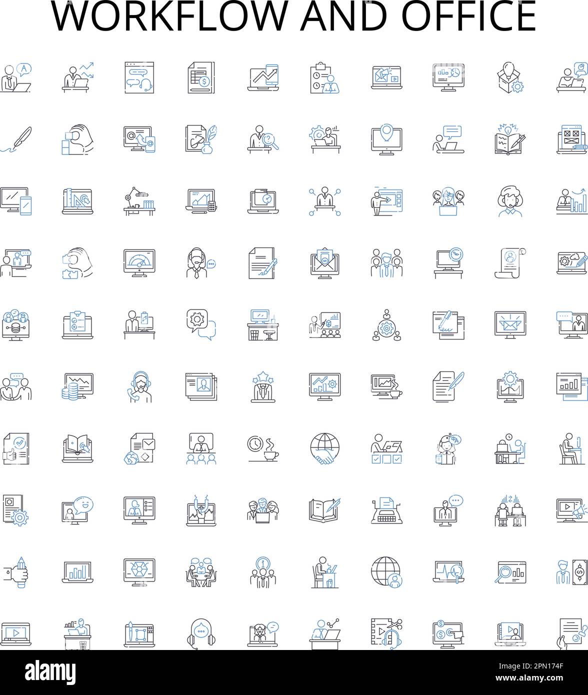 Workflow and office outline icons collection. Workflow, Office ...