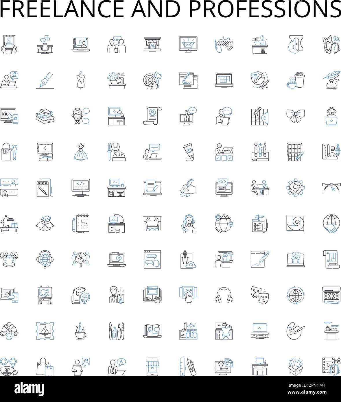 Freelance and professions outline icons collection. Freelance ...