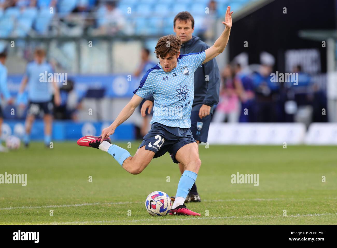Sydney, Australia. 16th Apr, 2023. Max Burgess of Sydney FC practises ...