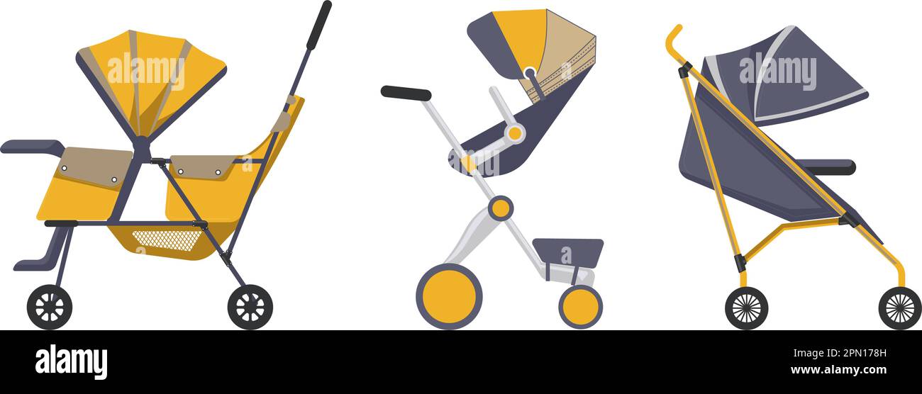 Baby stroller different models assortment vector Stock Vector Image ...