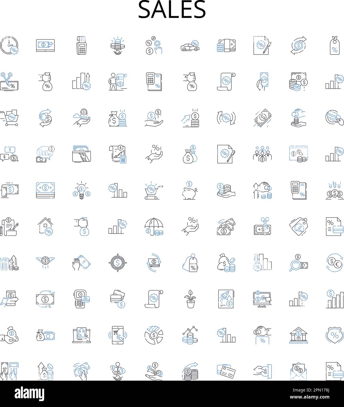 Sales outline icons collection. Sell, Purchases, Revenue, Deals, Trade ...