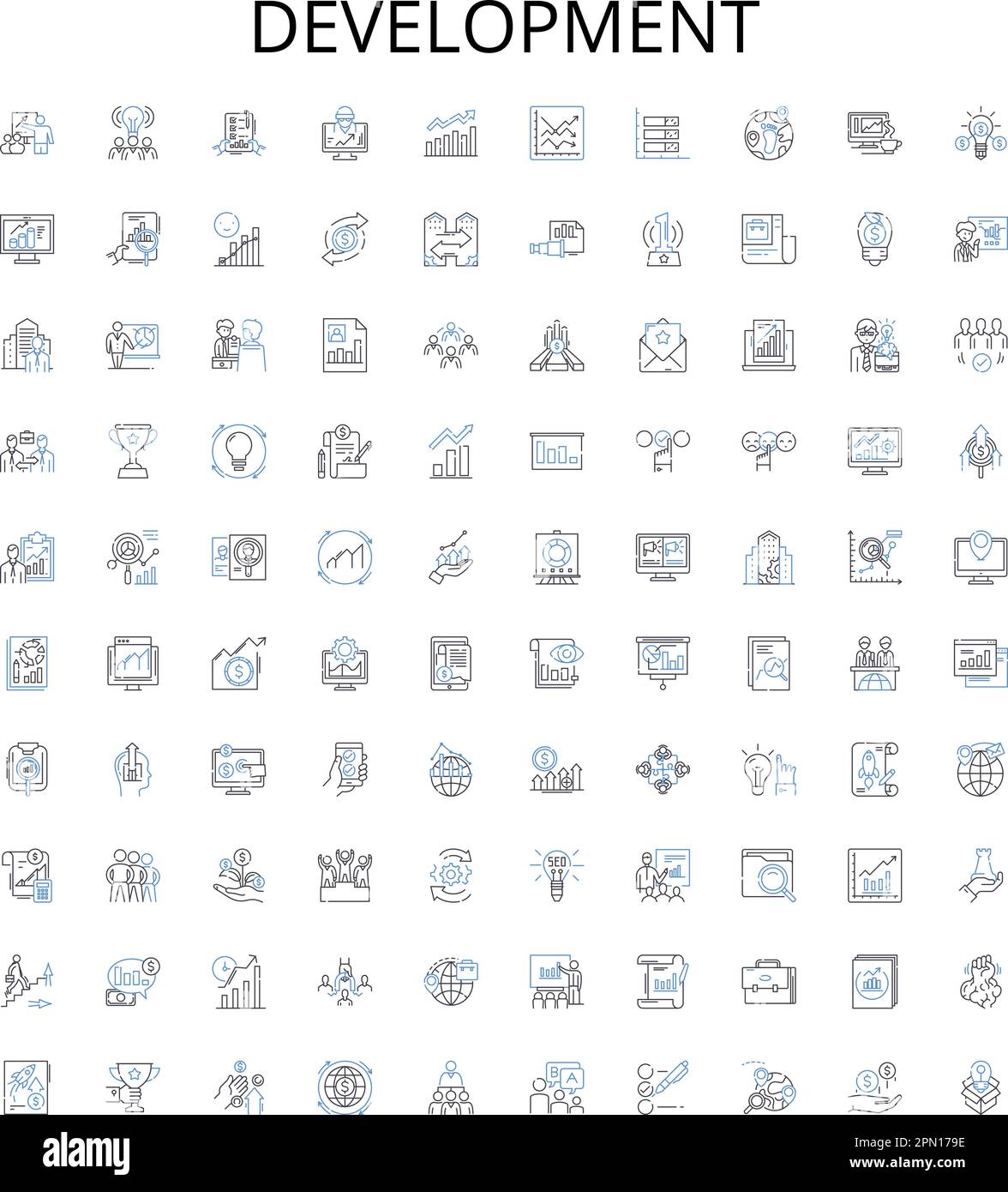 Development outline icons collection. Growth, Progress, Expansion ...
