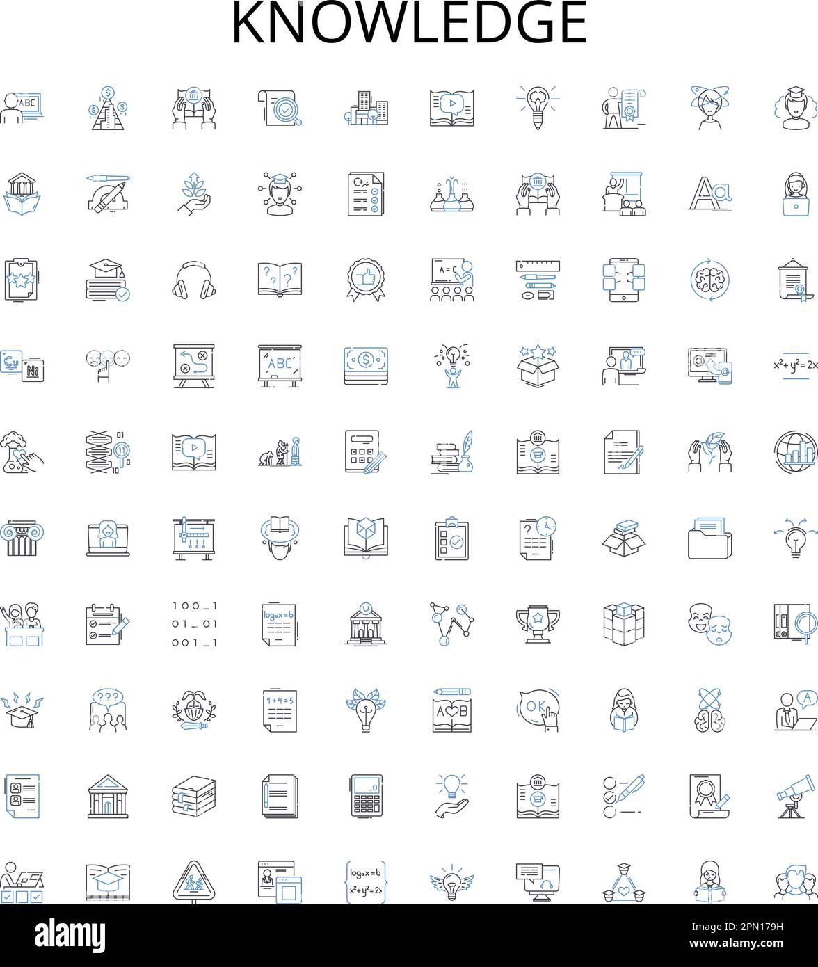 Knowledge outline icons collection. Education, Information ...