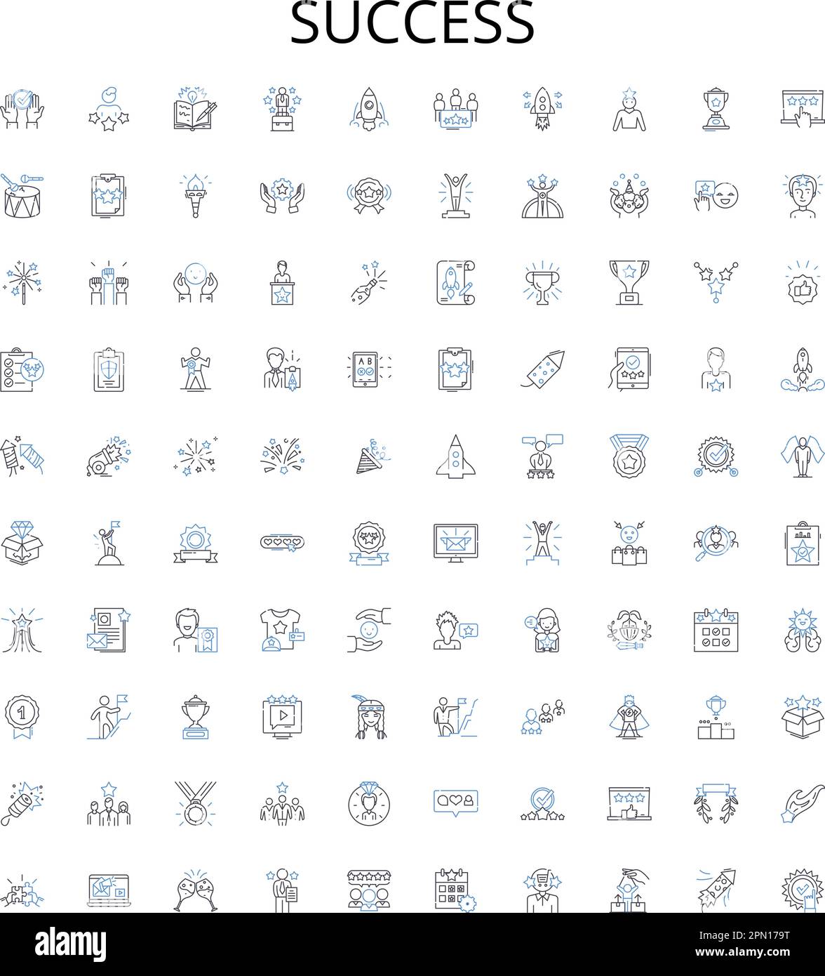 Success outline icons collection. Achievement, Fulfillment ...