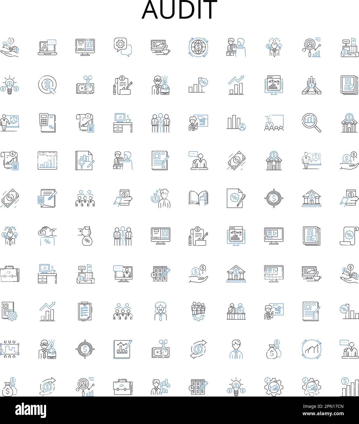 Audit outline icons collection. Auditing, Assessments, Testing ...
