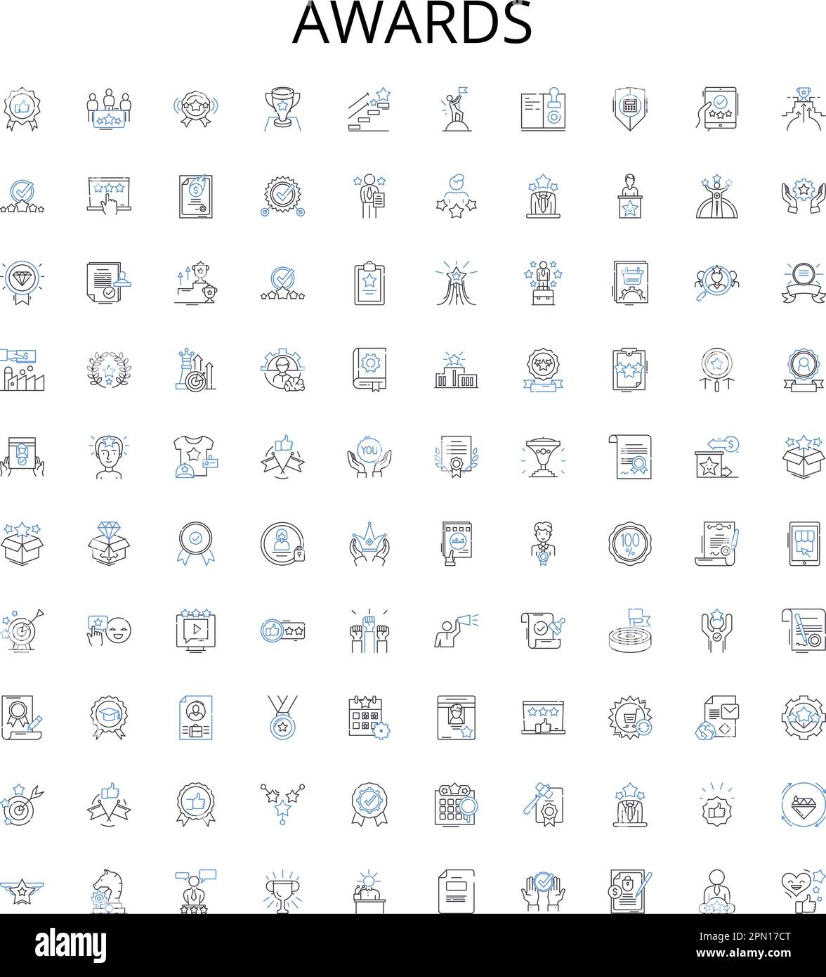 Awards outline icons collection. Awards, accolades, honors, prizes ...