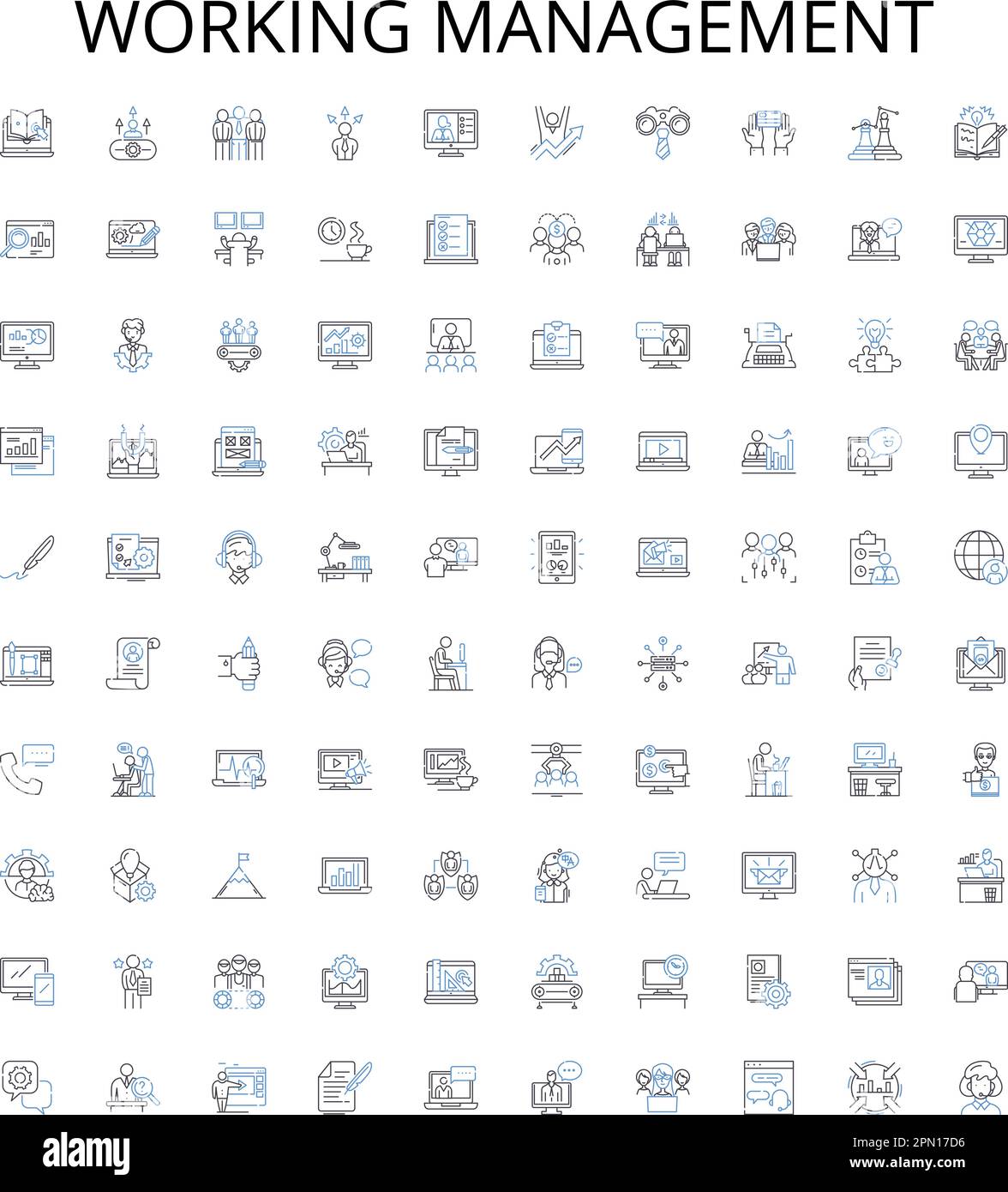 Working management outline icons collection. Workforce, Management ...