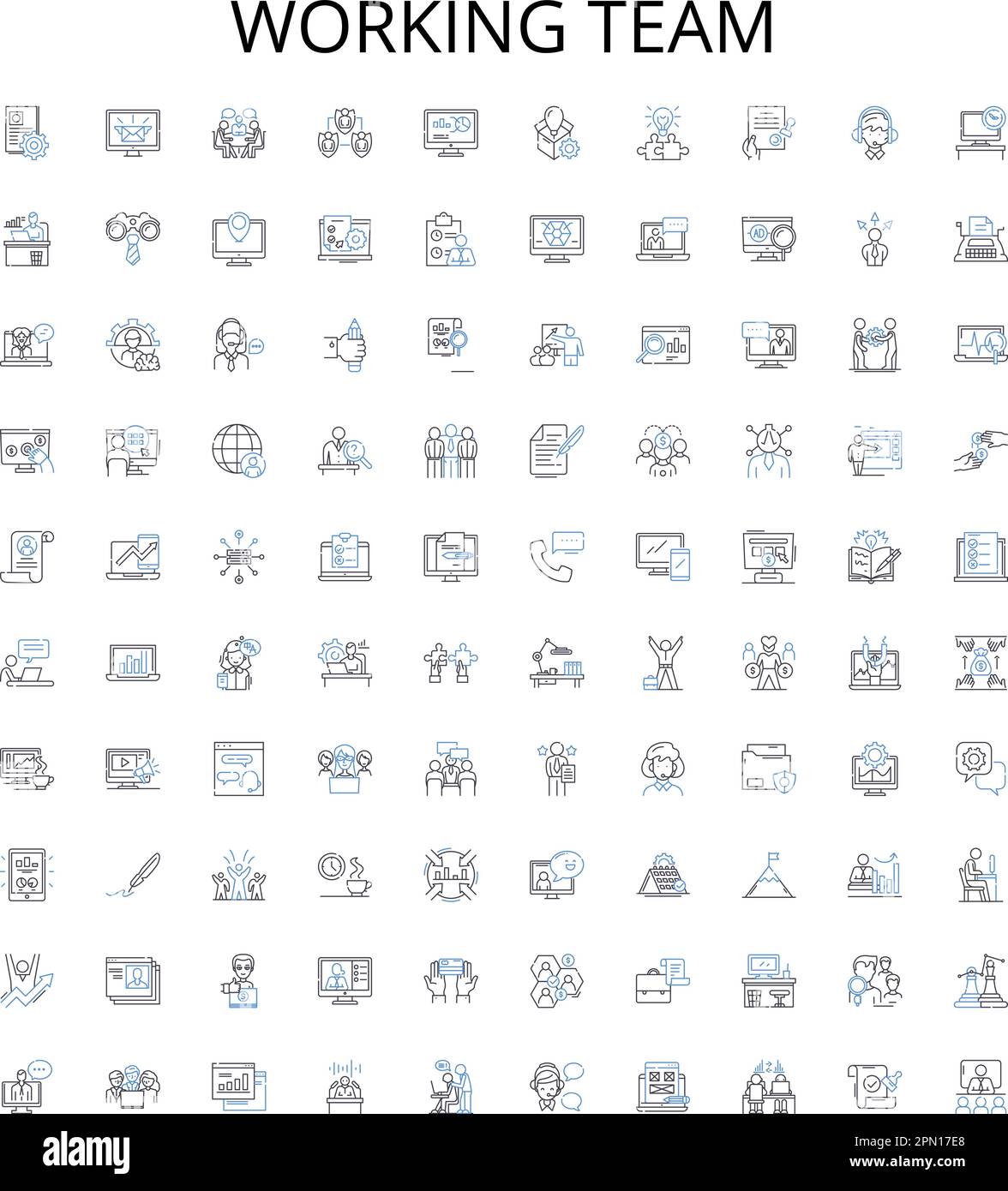 Working team outline icons collection. Collaborative, Unit, Cooperative ...