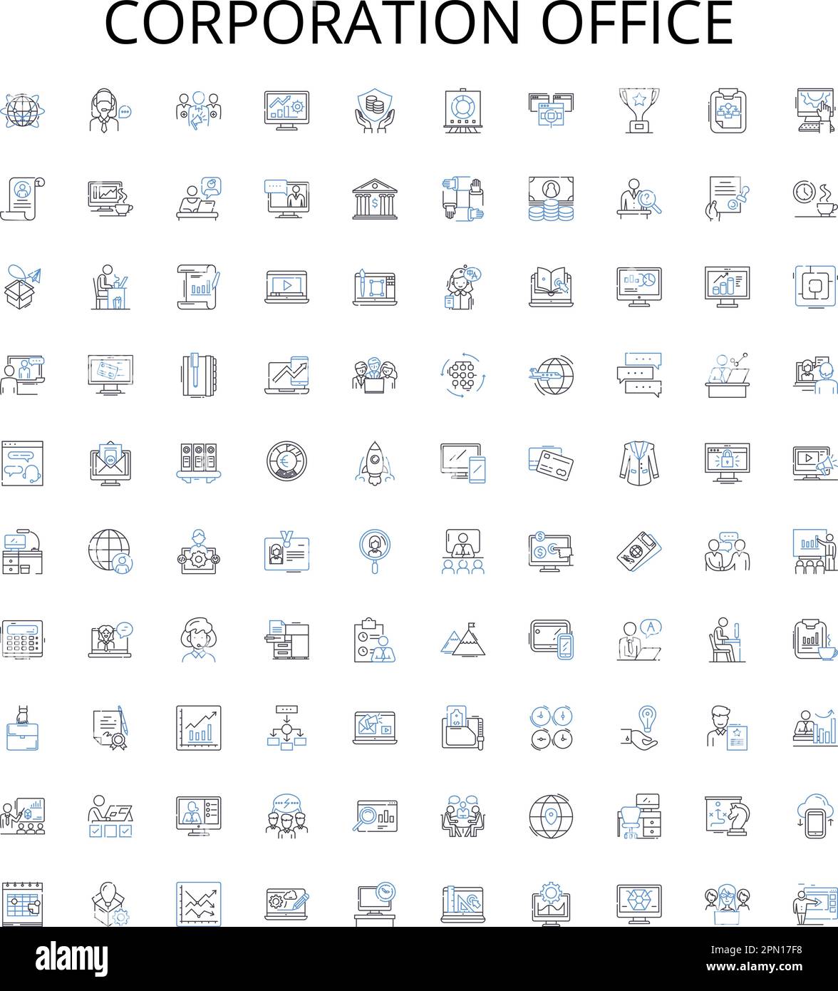 Corporation office outline icons collection. Corporate, Office ...