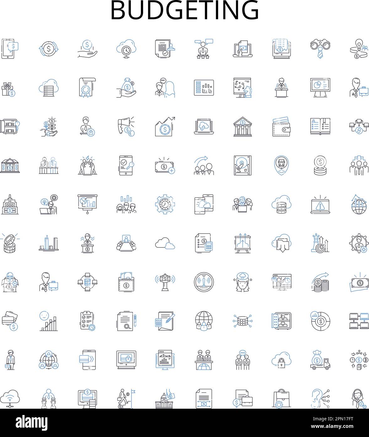 Budgeting outline icons collection. Financial, Planning, Saving ...