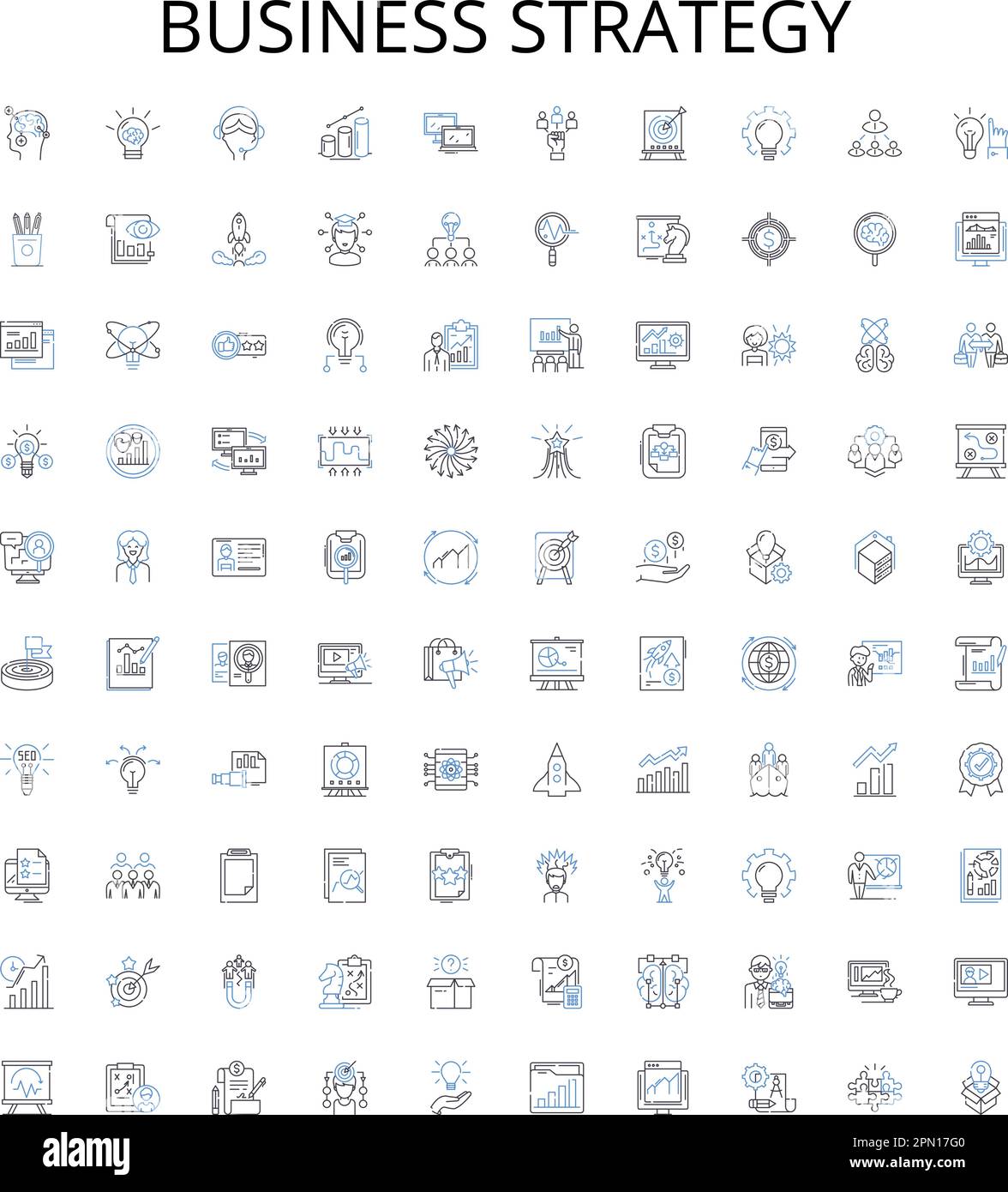 Business strategy outline icons collection. Management, Planning ...