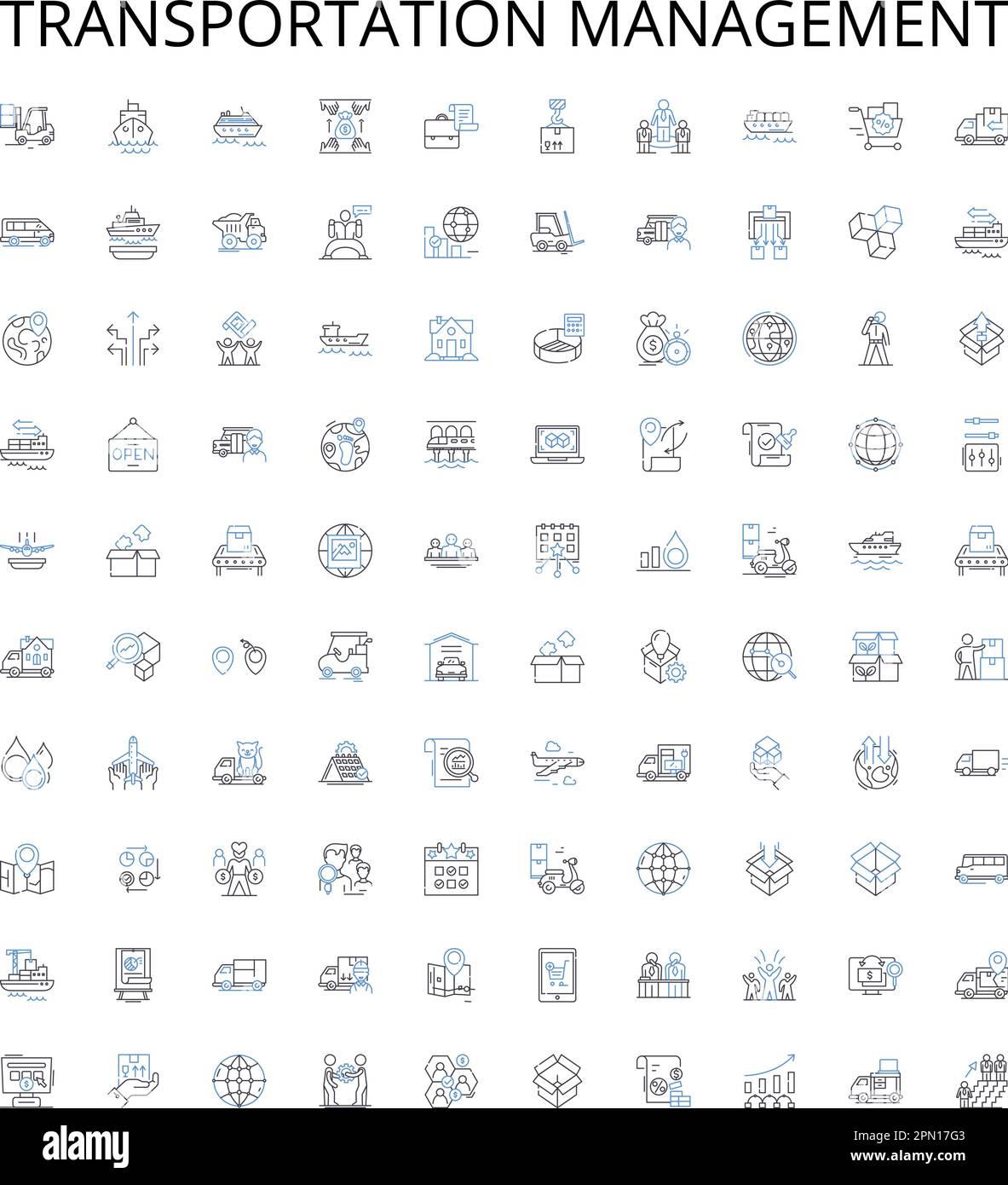 Transportation management outline icons collection. Shipping, Logistics ...