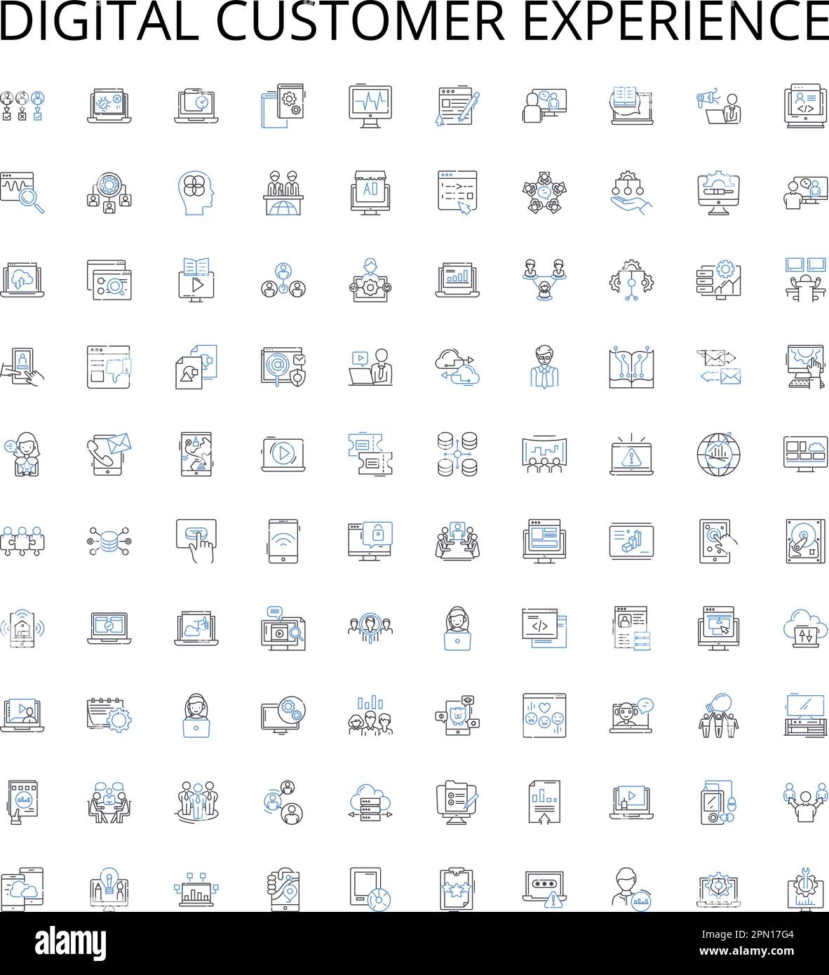 Digital customer experience outline icons collection. digital, customer ... Digital customer experience outline icons collection. digital, customer ...