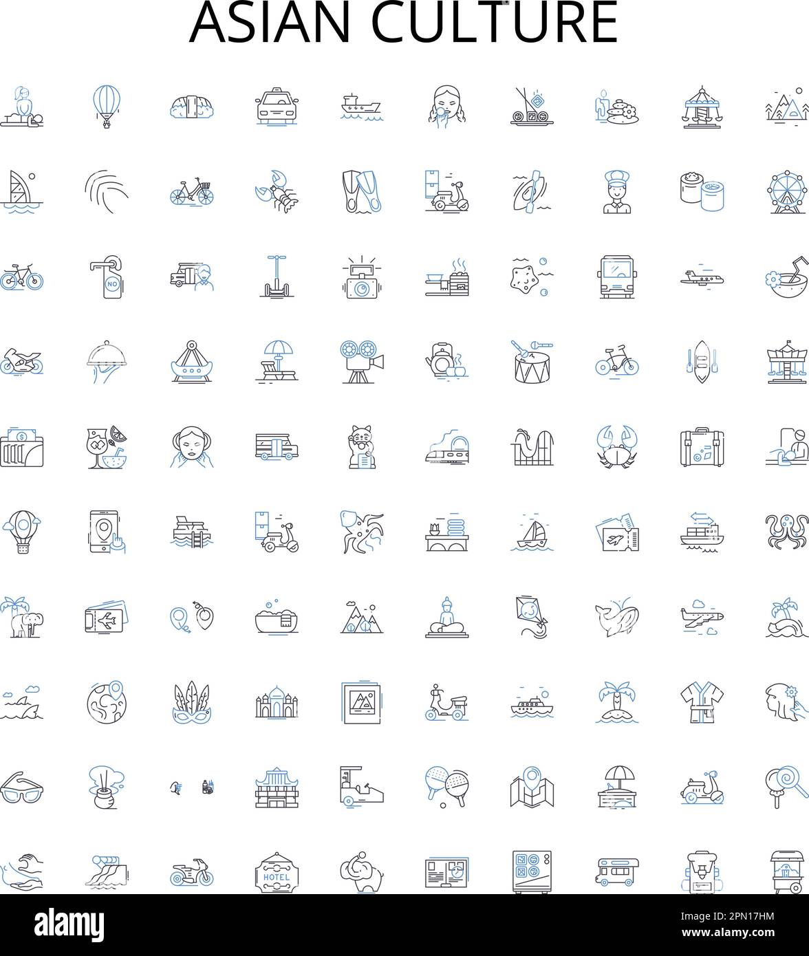 Asian culture outline icons collection. Asian, Culture, Traditions ...
