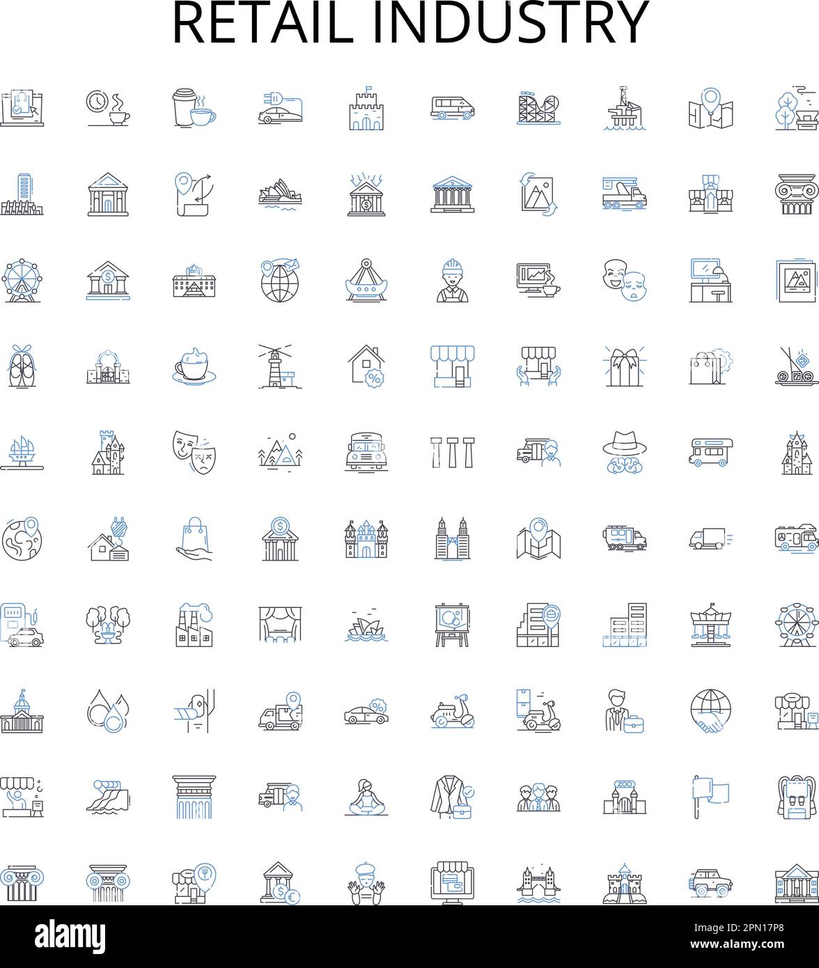 Retail industry outline icons collection. Retail, Trading ...