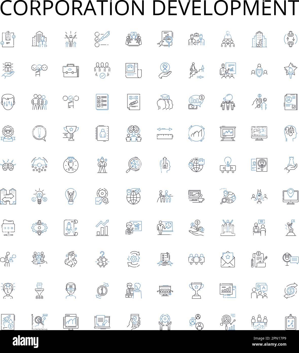 Corporation development outline icons collection. Corporation ...