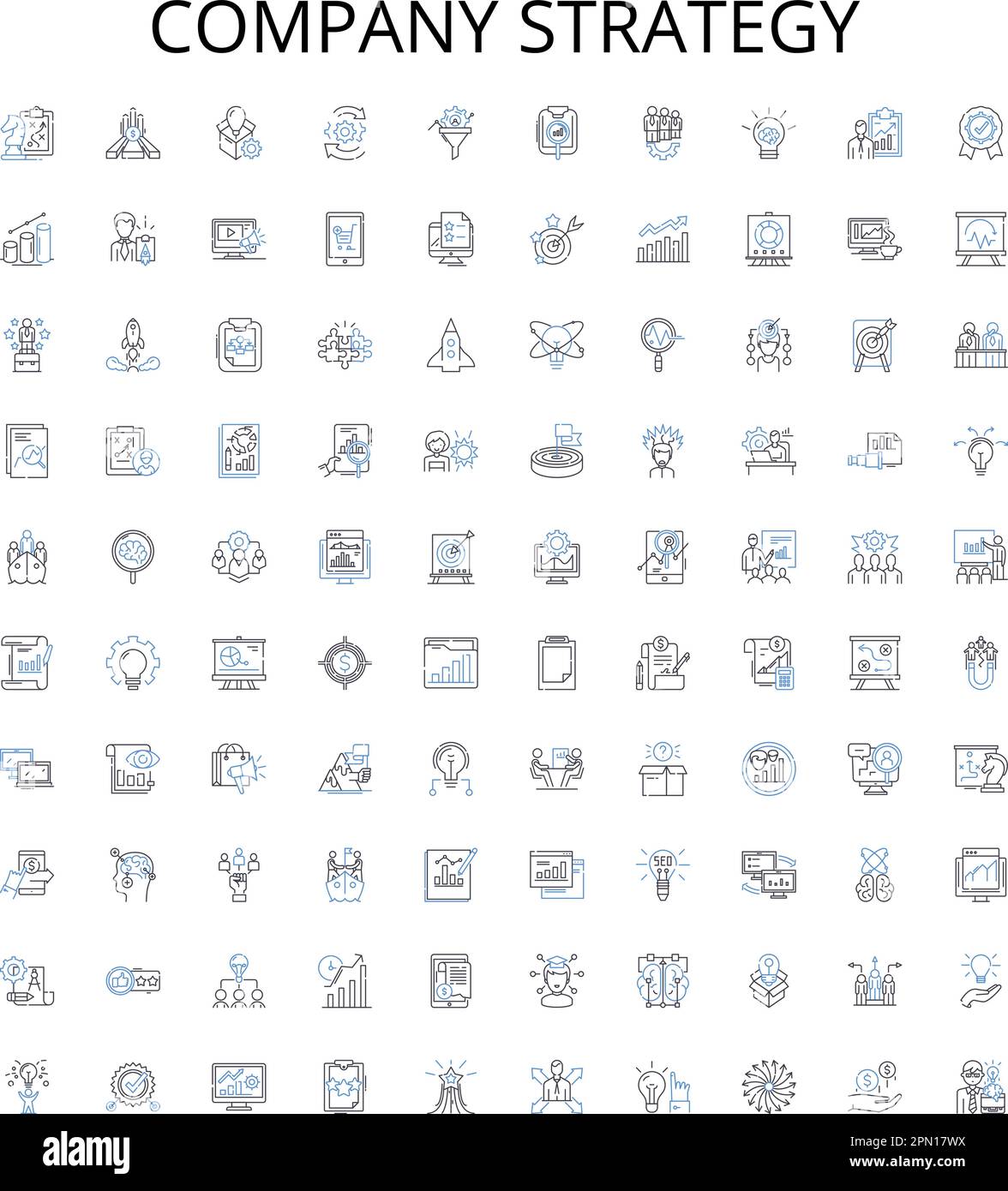 Company strategy outline icons collection. Strategy, Organization ...