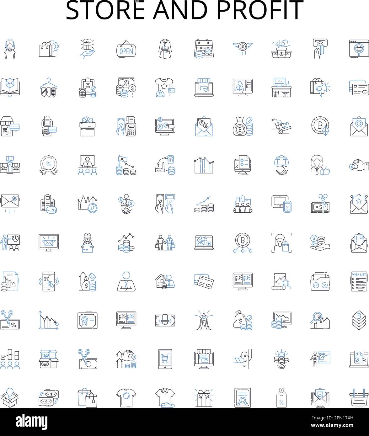 Store and profit outline icons collection. Retail, Shop, Profit ...