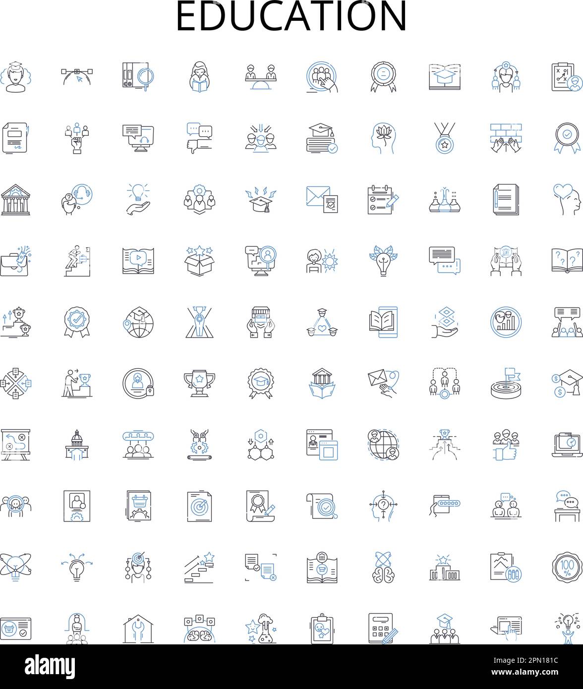 Education outline icons collection. learning, knowledge, enlightenment ...