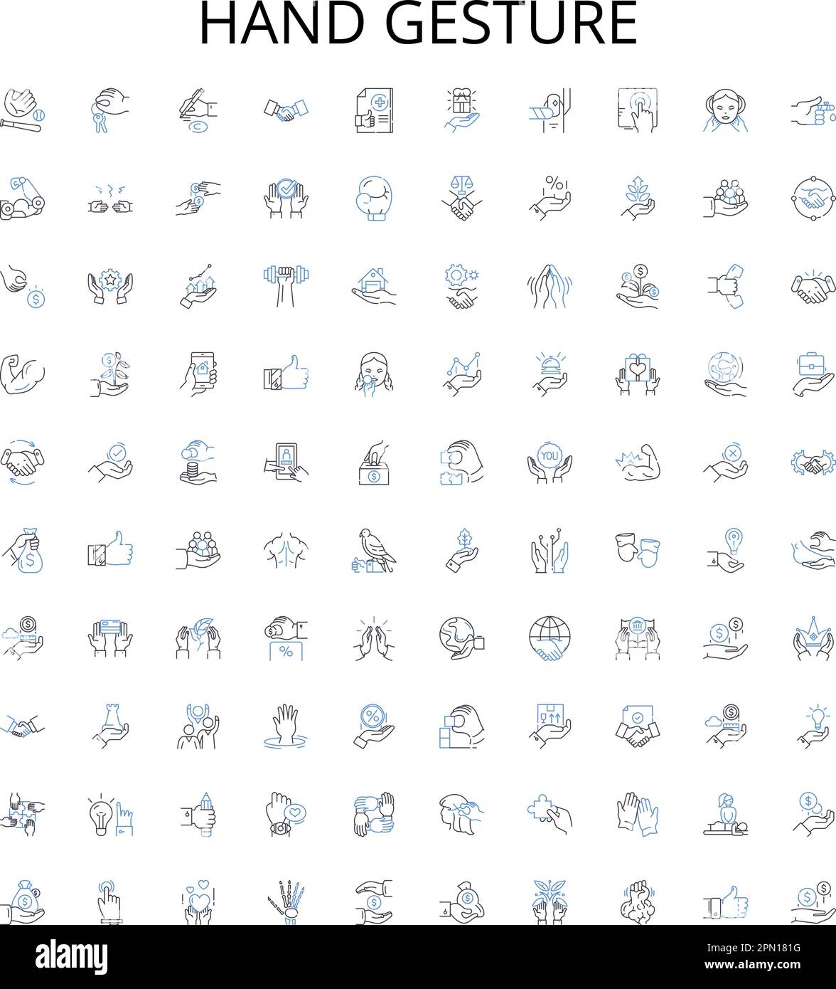 Hand gesture outline icons collection. gesticulating, waving, pointing ...