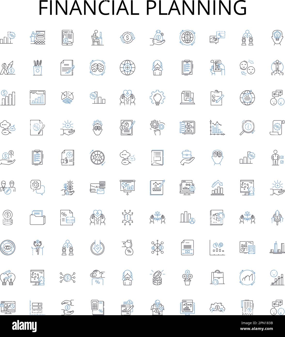 Financial Planning outline icons collection. Investing, Savings ...