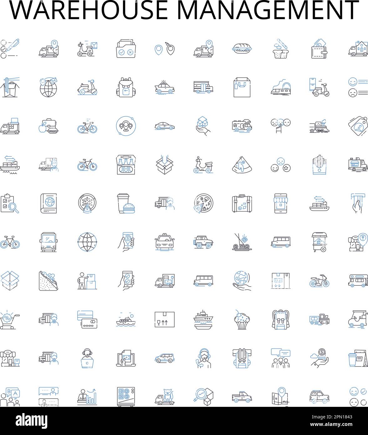 Warehouse management outline icons collection. Warehousing, Inventory ...