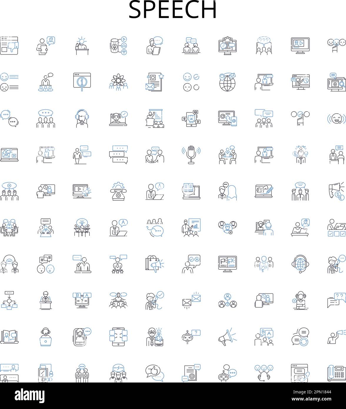 Speech outline icons collection. Speaking, Oratory, Reciting, Rhetoric ...