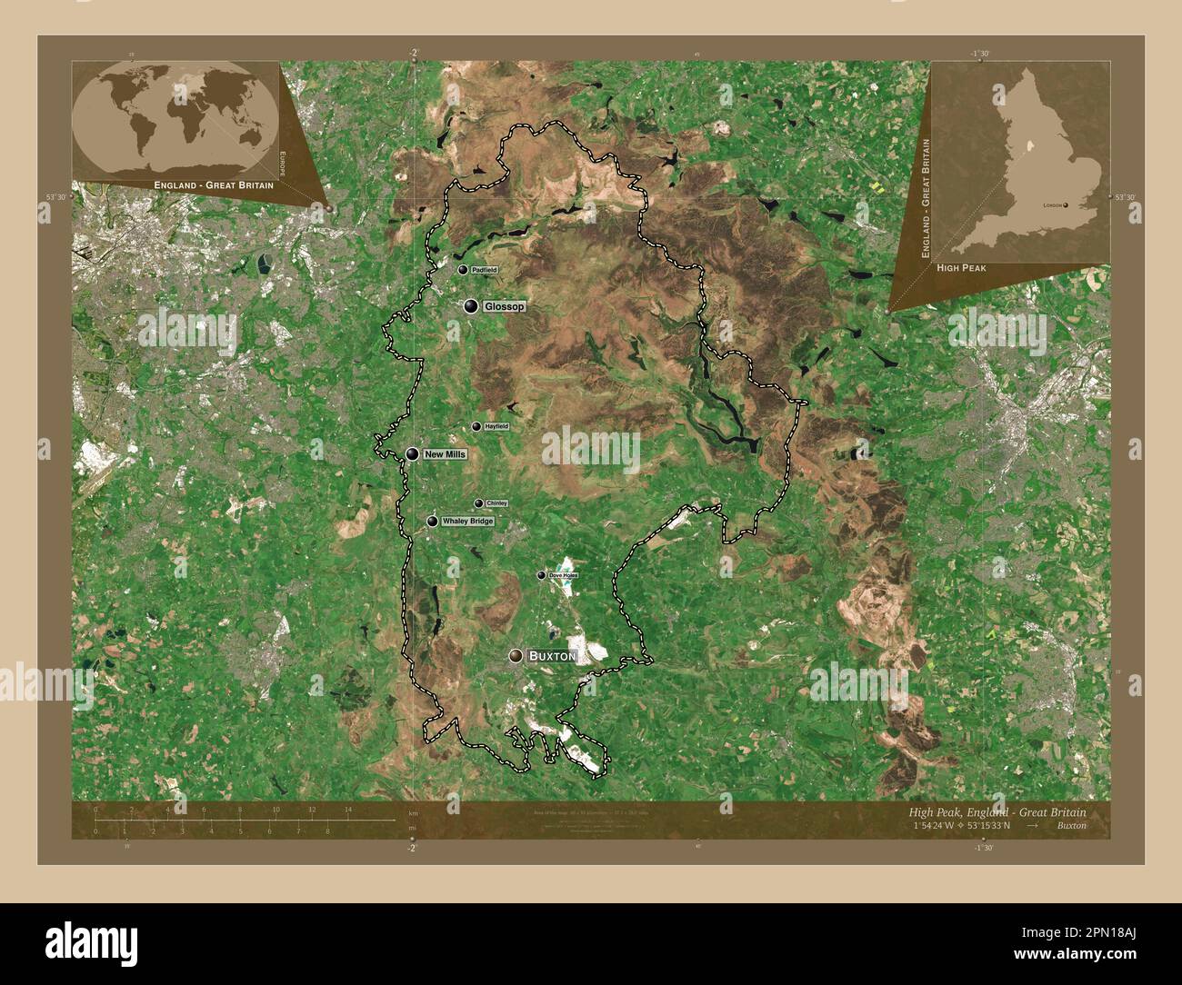 High Peak, non metropolitan district of England - Great Britain. Low ...
