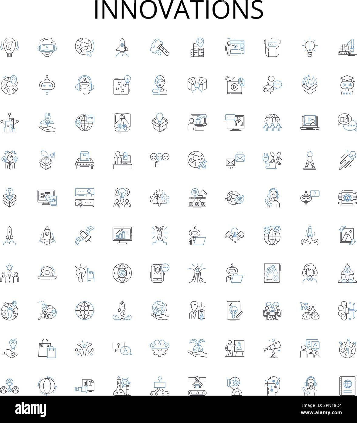Innovations outline icons collection. Invent, Advance, Improve, Create ...