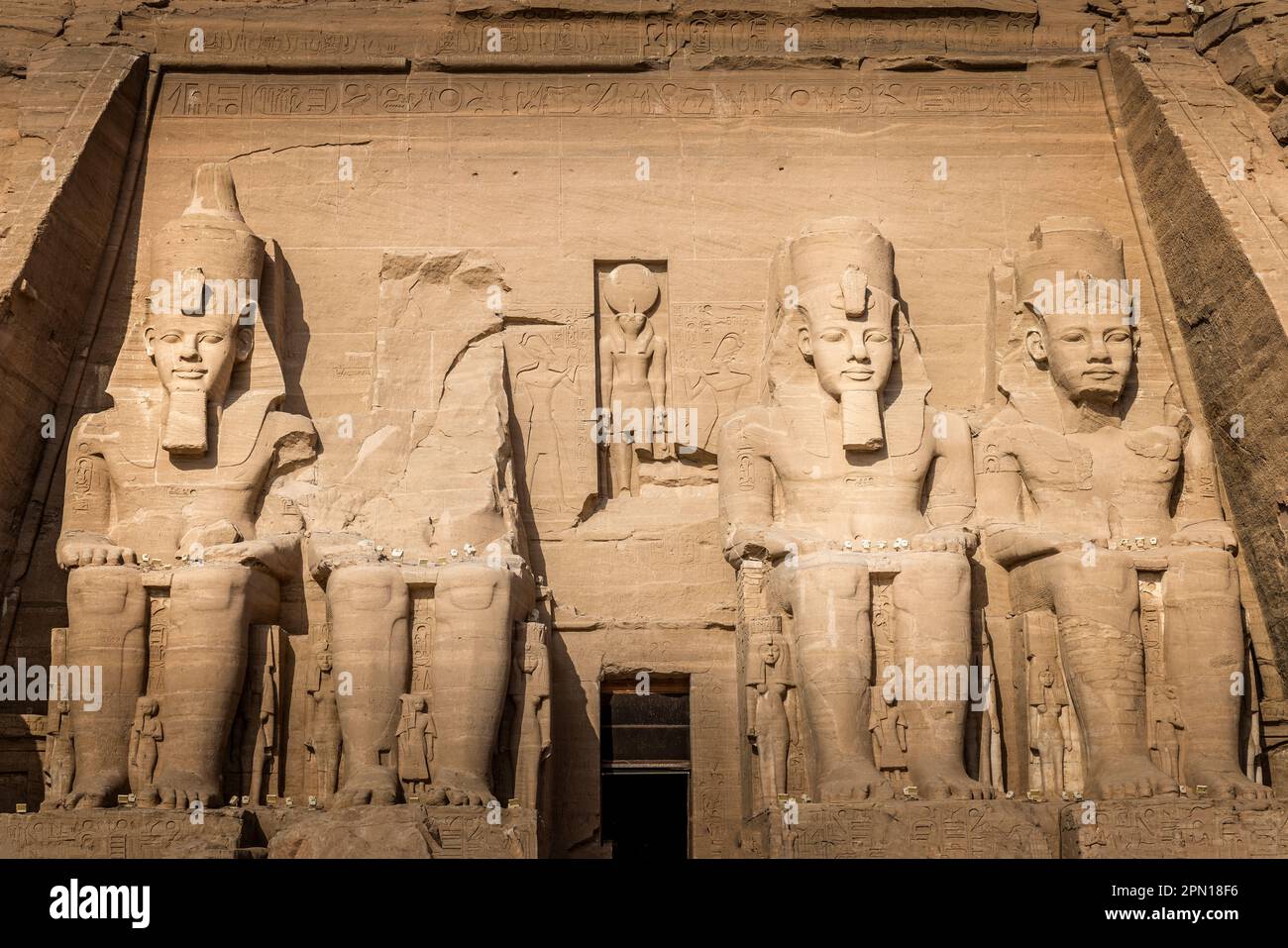 The statues of pharao ramses II in front of the temple of Abu Simbel ...