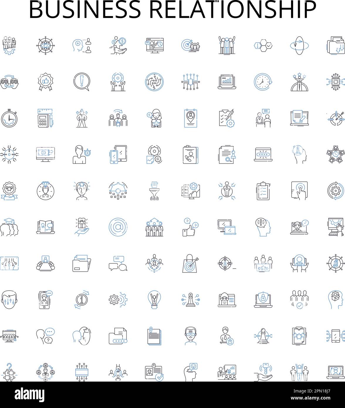 Business relationship outline icons collection. Partnership, Agreement ...