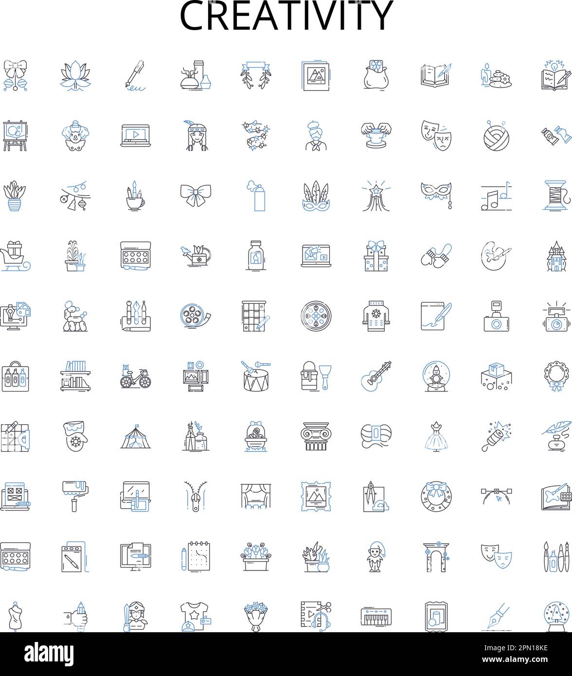 Creativity outline icons collection. Inventive, Resourceful, Innovative ...