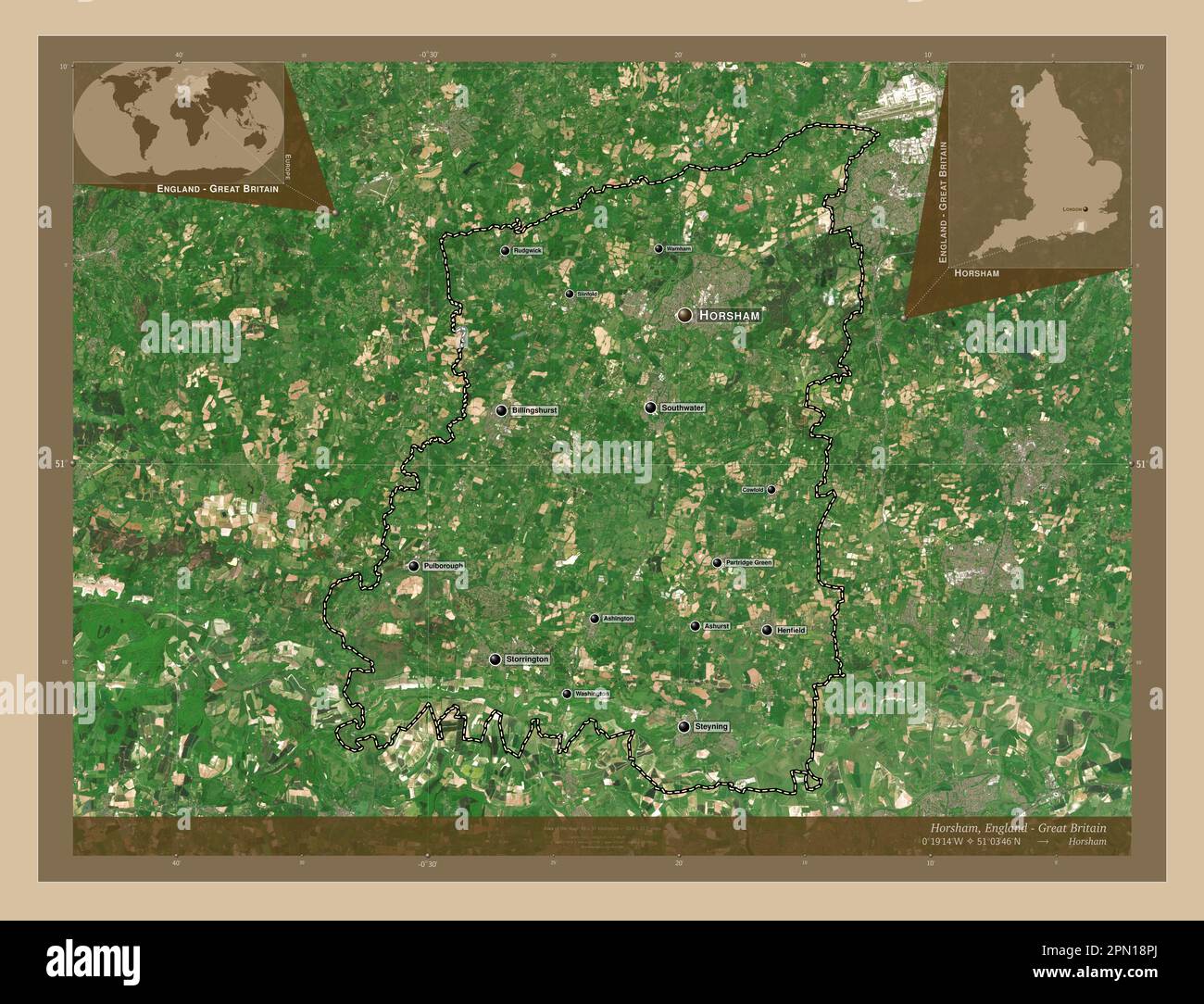 Horsham, non metropolitan district of England - Great Britain. Low ...