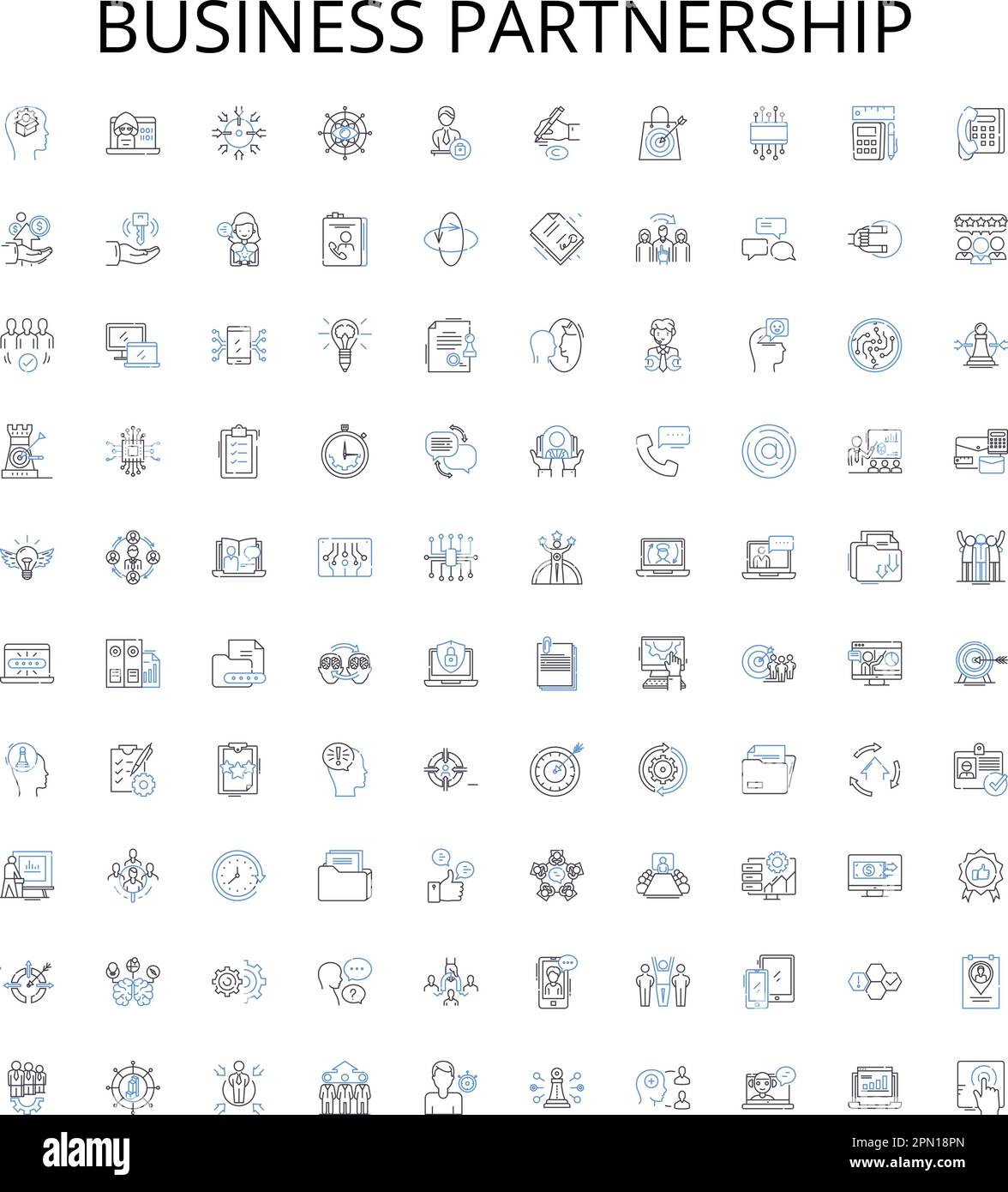 Business partnership outline icons collection. Alliance, Joint venture ...