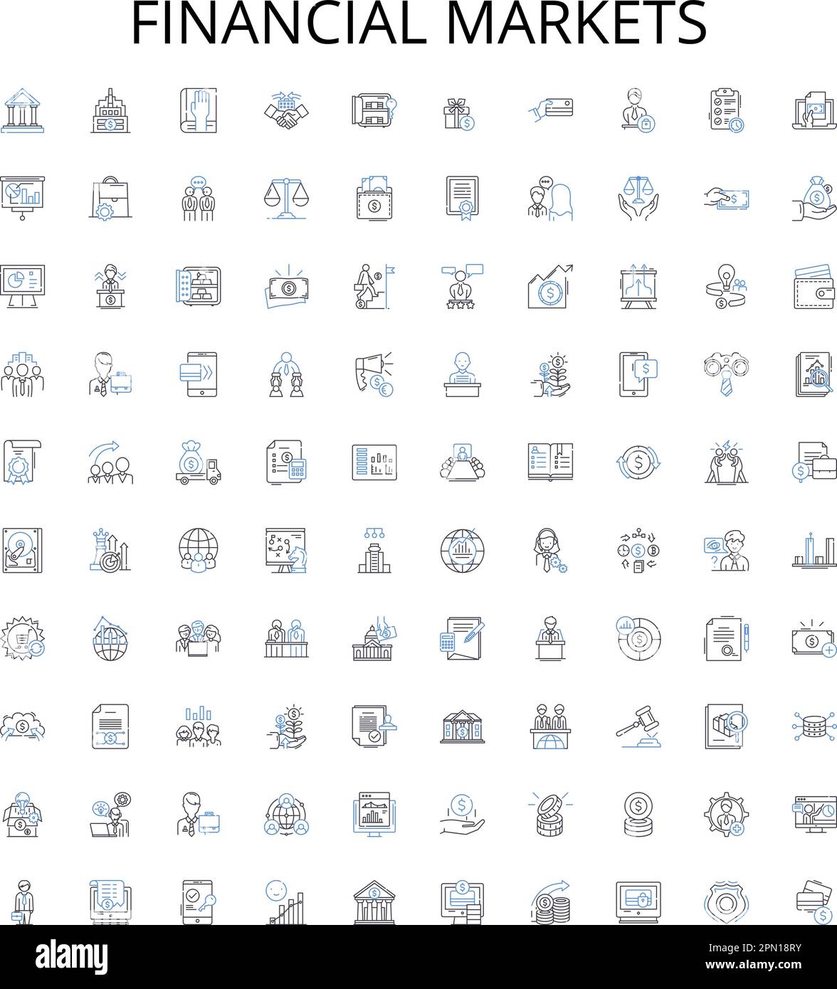Financial markets outline icons collection. Finance, Markets, Investing ...