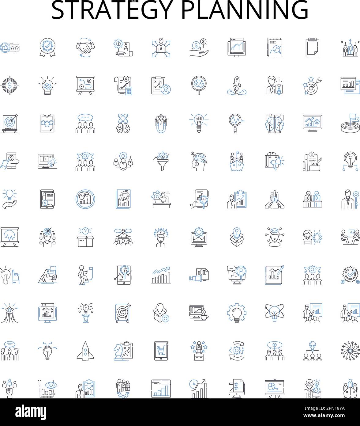 Strategy planning outline icons collection. Planning, Strategy ...