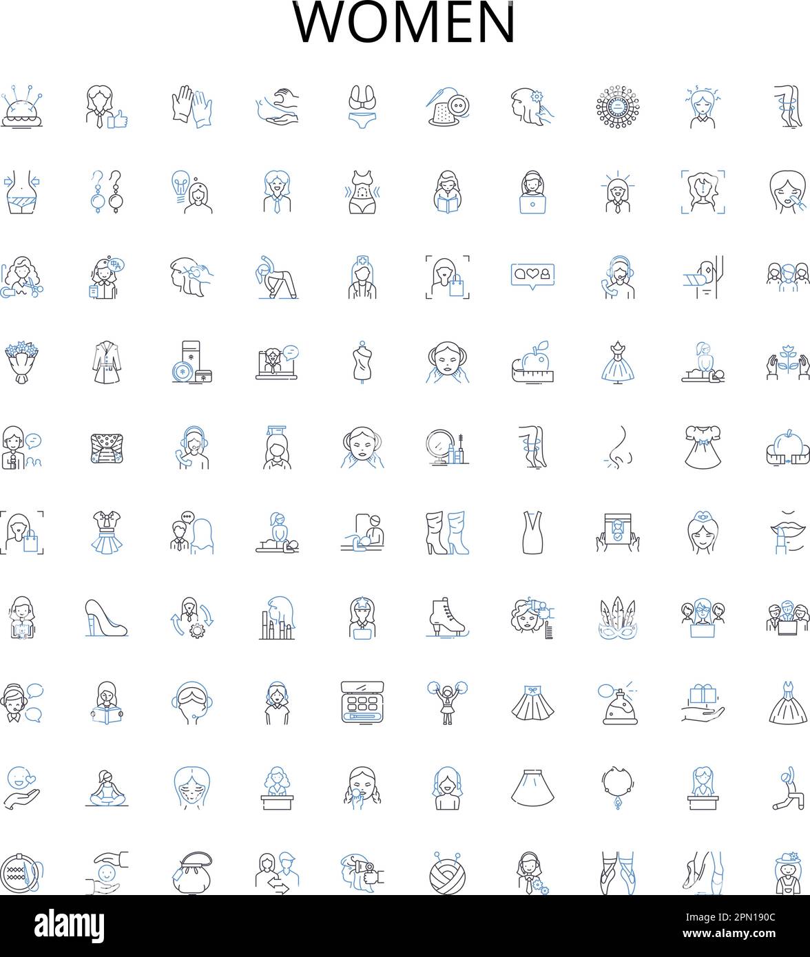 Women outline icons collection. Female, Ladies, Womenfolk, Ladies, She ...