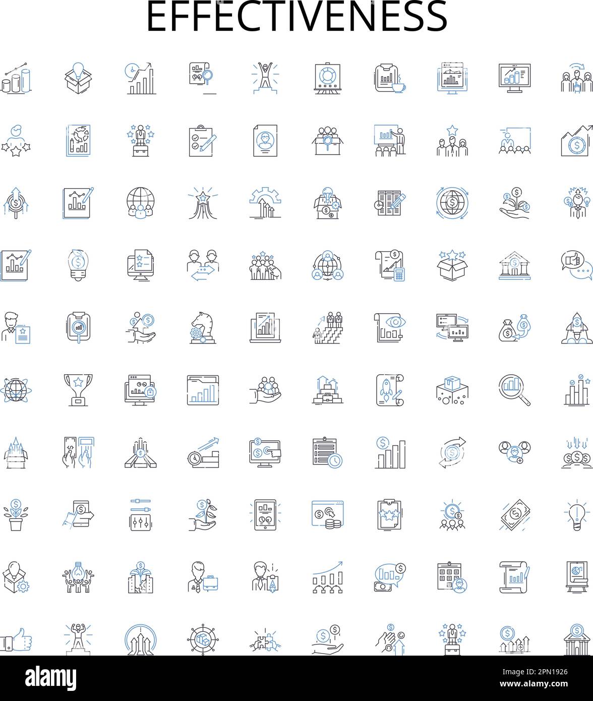 Effectiveness outline icons collection. Efficient, Productive ...
