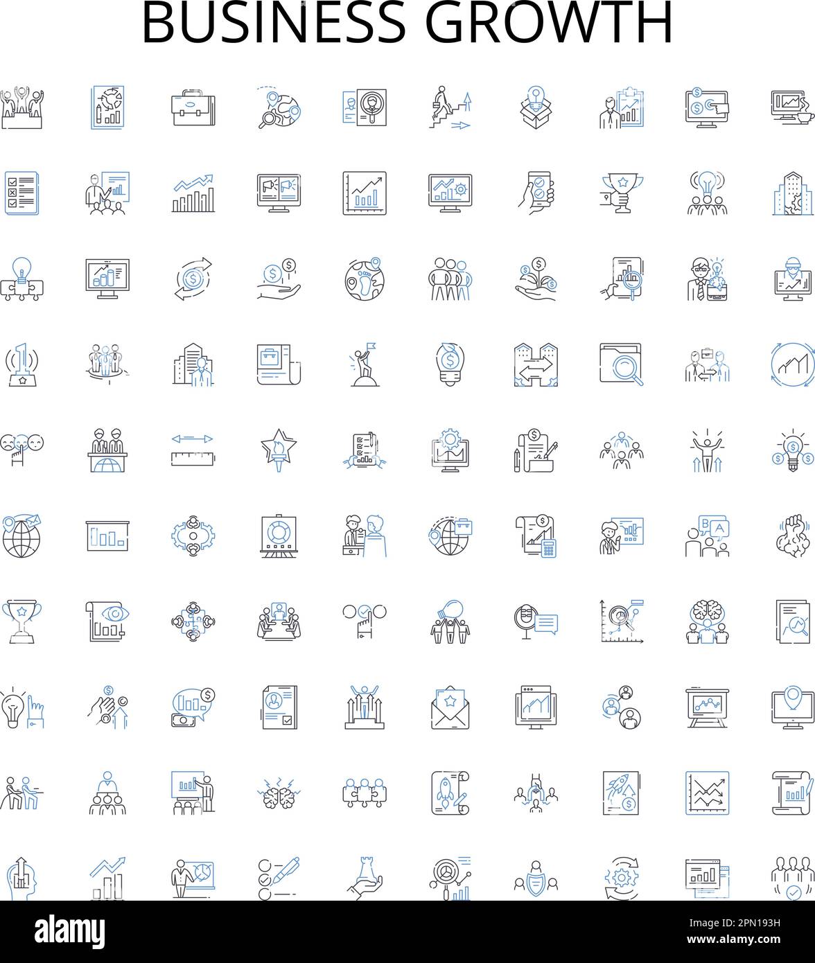 Business growth outline icons collection. Success, Expansion ...