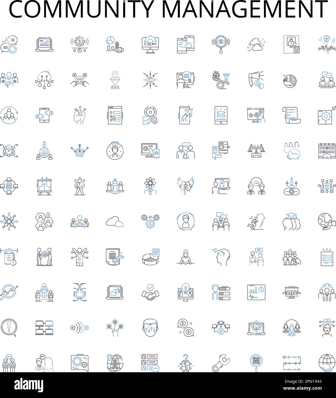 Community management outline icons collection. Community, Management ...