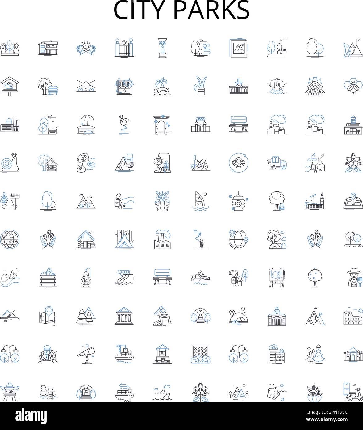 City parks outline icons collection. Urban, Parks, Outdoor, Public ...