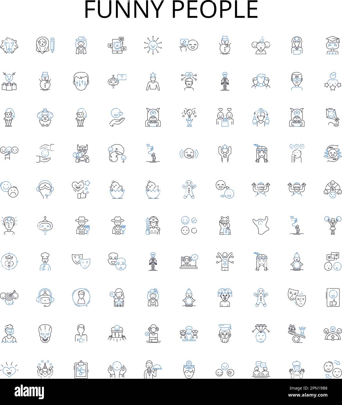 Funny people outline icons collection. Humorous, Comic, Comedian ...
