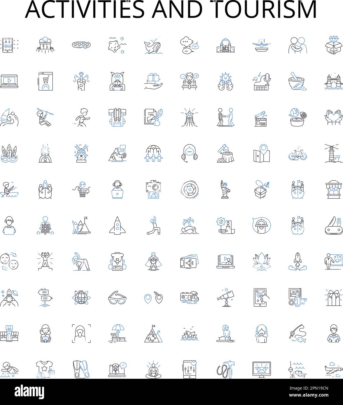 Activities and tourism outline icons collection. Activities, Tourism ...