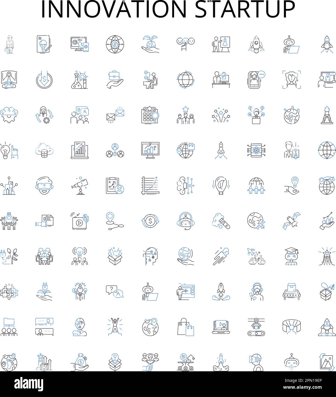 Innovation startup outline icons collection. Innovative, Startup, Novel ...
