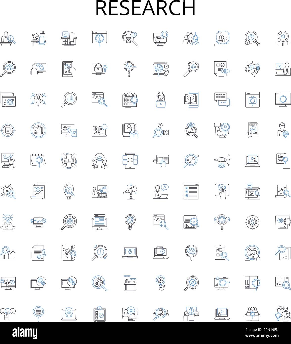 Research outline icons collection. Research, Investigation, Exploration ...