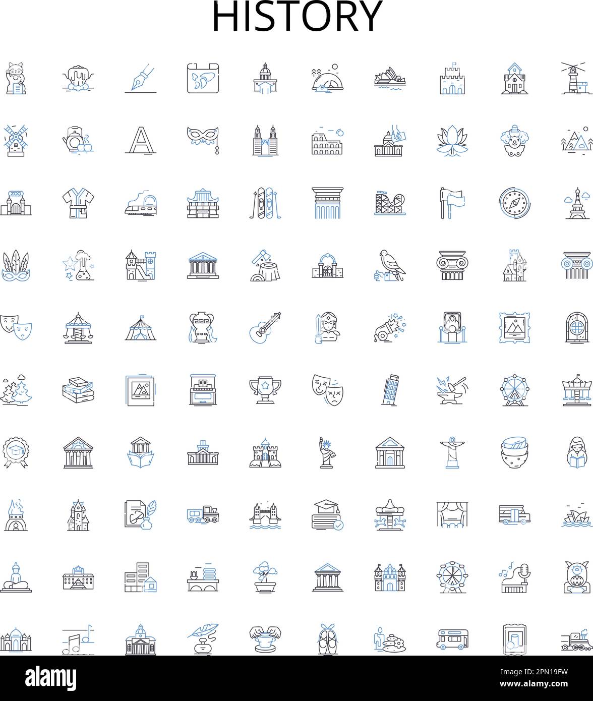 History outline icons collection. Past, timeline, ancient, events ...